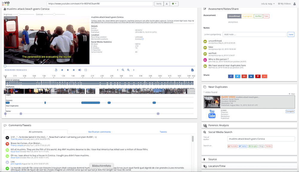 InVID (In Video Veritas): The Tool Collection